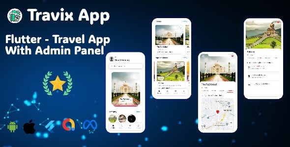 Travix – Flutter Travel & Place Exploration App with Admin Panel - Official Licence